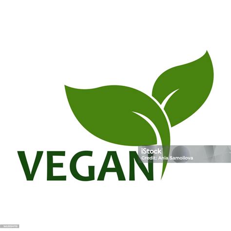 비건 스티커 라벨 배지 및 로고 생태 아이콘입니다 비건 제품을 위한 녹색 잎이 있는 로고 템플릿입니다 흰색 배경에 분리된 벡터 그림 0명에 대한 스톡 벡터 아트 및 기타