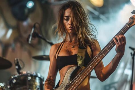 Premium Photo Female Bass Player On Stage During A Live Music Concert