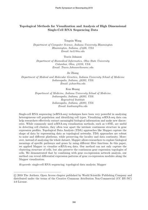 Pdf Topological Methods For Visualization And Analysis Of High Dimensional Single Cell Rna