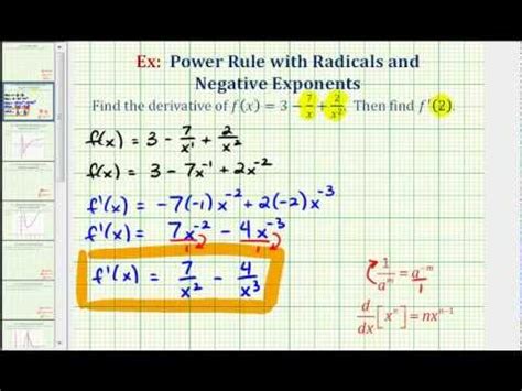 Ex Find A Derivative Using The Power Rule With Negative Exponents
