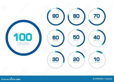 Circle Chart Graph Flat Design Percentage Templates Set Vector
