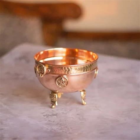 Pentacle Carved Copper Offering Bowl ताम्बे का कटोरा Nishvi
