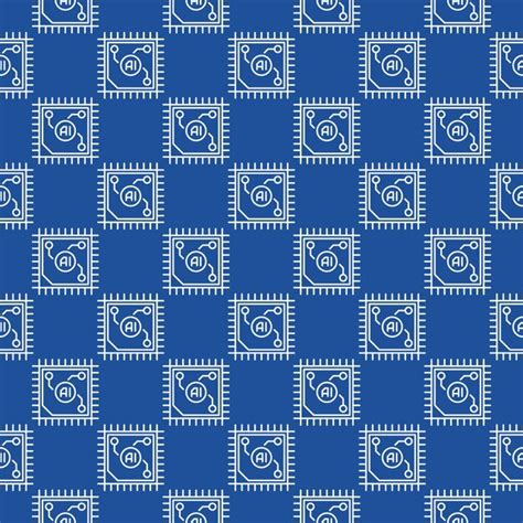 Premium Vector Processor With Ai Vector Artificial Intelligence Cpu Blue Line Seamless Pattern