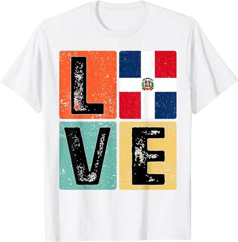 Vintage Retro I Love Dominican Republic Flag For Dominican T Shirt