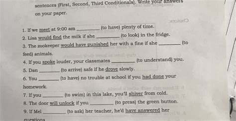Sentences First Second Third Conditionals StudyX