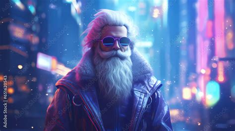 Epic Santa Claus Character In Cyberpunk Style Stock Illustration