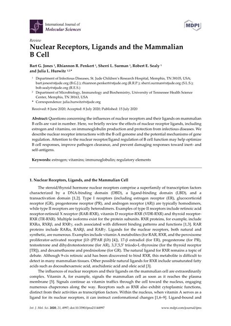 Pdf Nuclear Receptors Ligands And The Mammalian B Cell