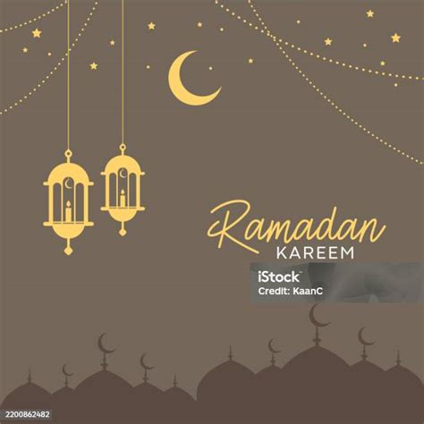 라마단 카림과 이슬람 라인 모스크 무슬림 장식용 매달려 랜턴 인사말 카드 이슬람 축하 배경 치고는 그래픽 디자인 벡터 스톡 일러스트 0명에 대한 스톡 벡터 아트 및 기타