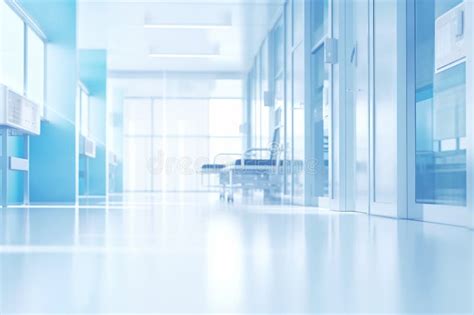 Blurred Empty Modern Hospital Corridor Background Abstract Blurred