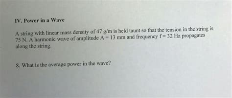 Solved A String With Linear Mass Density Of G M Is Held Chegg