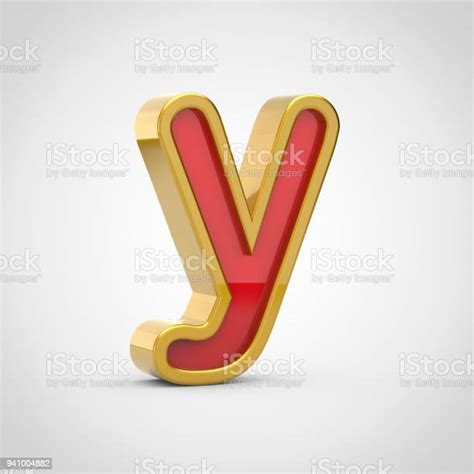 ゴールデン枠の白い背景に分離された Gloosy 赤文字 Y 小文字 3dのストックフォトや画像を多数ご用意 3d アルファベット