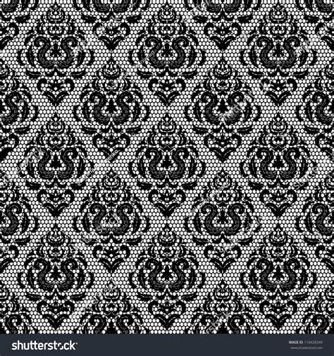 Black Seamless Lace Floral Pattern On White Background Stock Vector