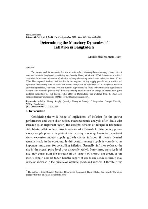 Pdf Determining The Monetary Dynamics Of Inflation In Bangladesh