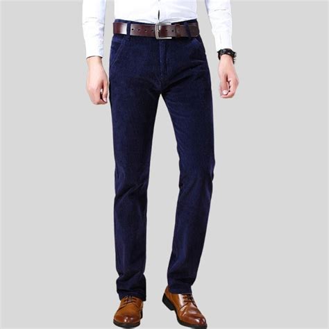 Pantalon Velours Bleu Marine Homme Velours Côtelé