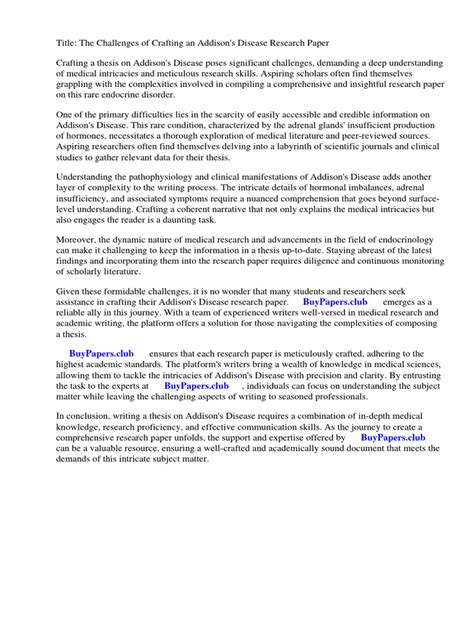 Addisons Disease Research Paper Pdf Adrenal Gland Adrenocorticotropic Hormone