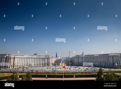 Panorama Of Piata Constitutiei Square Of Bucharest Romania Piata