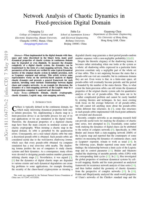 Network Analysis Of Chaotic Dynamics In Pdf Chaos Theory