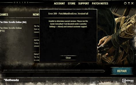 Error After Patch Cannot Verify Version — Elder Scrolls Online