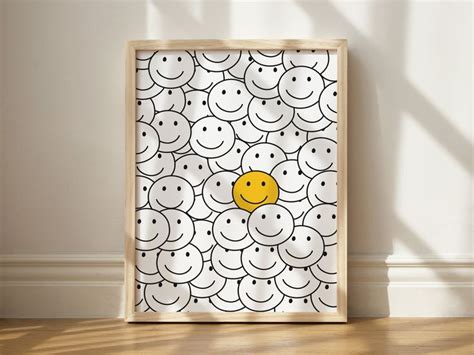 Smiley Face Printable Trendy Prints Printable Wall Art Retro Prints