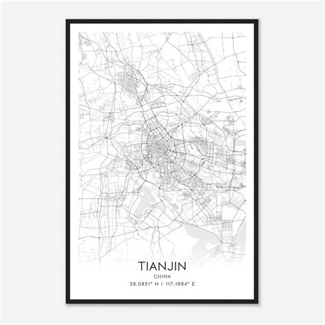 Tianjin China Map Poster Tianjin City Road Wall Art Print Custom