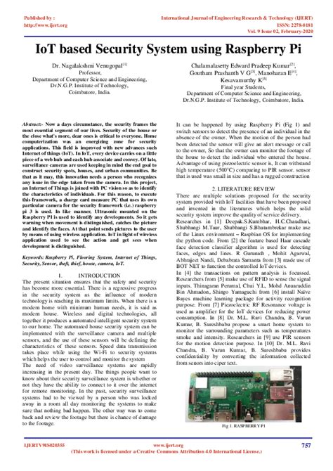 pdf iot based security system using raspberry pi