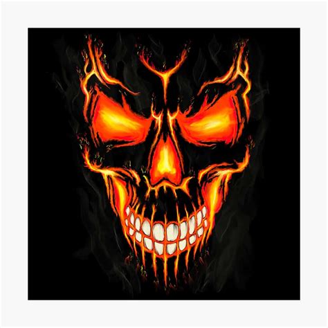 Download A Red Flame Skull Against A Smoky Background Wallpaper