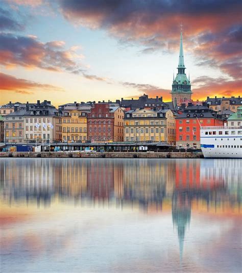Estocolmo Suecia Panorama De La Ciudad Vieja Gamla Stan Imagen De
