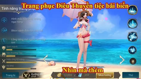 Garena Liên quân Mobile Trang phục đá quý Điêu Thuyền tiệc bãi biển rất sexy Liên Quân PC