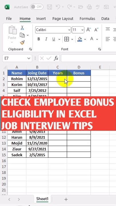 Check Employee Bonus Eligibility In Excel Job Interview Tipsexcel