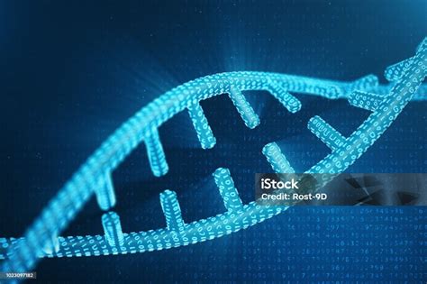 디지털 Dna 분자 구조 개념 이진 코드 인간 게놈 수정 된 유전자는 Dna 분자 3 차원 일러스트 레이 션 0명에 대한 스톡
