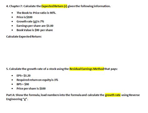 Solved 4 Chapter 7 Calculate The Expected Return 1 Given