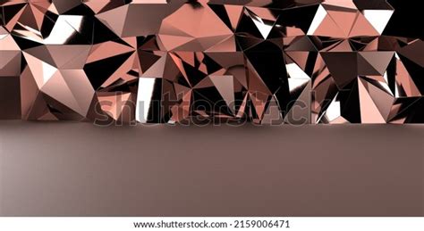 3d Render Rose Gold Polygon Geometric Stock Illustration 2159006471
