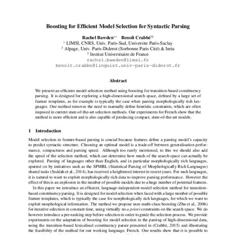Boosting For Efficient Model Selection For Syntactic Parsing Acl Anthology