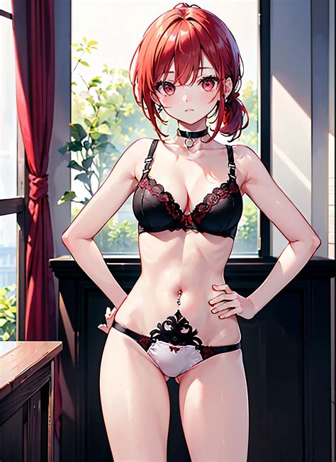 Anime Style Image Of A Woman In A Lingerie Standing In Front Of A
