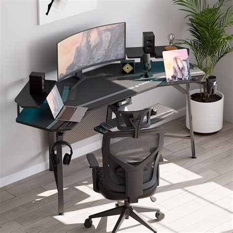 Eureka Ergonomic számítógépasztal, gamer asztal RGB világítással (ERK ...