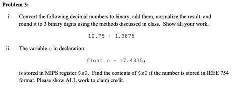 Solved Problem 3 I Convert The Following Decimal Numbers