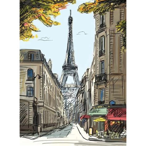 Tablou Canvas Schita Turnul Eiffel 60 X 90 Cm Emag Ro