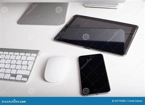 Wireless Keyboard Mouse Tablet And Smartphone Stock Photo Image Of Keyboard White