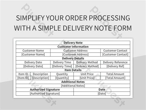 Simplify Your Order Processing With A Simple Delivery Note Form Excel