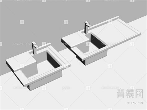 切角陶瓷一体洗手台盆 洗衣机柜洗手盆 陶瓷一体盆 水龙头3D模型 现代VR有灯光有贴图MAX2016切角陶瓷一体洗手台盆 洗衣机柜洗手盆