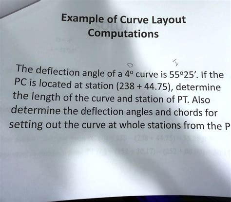 Example Of Curve Layout Computations The Deflection Angle Of A 40 Curve