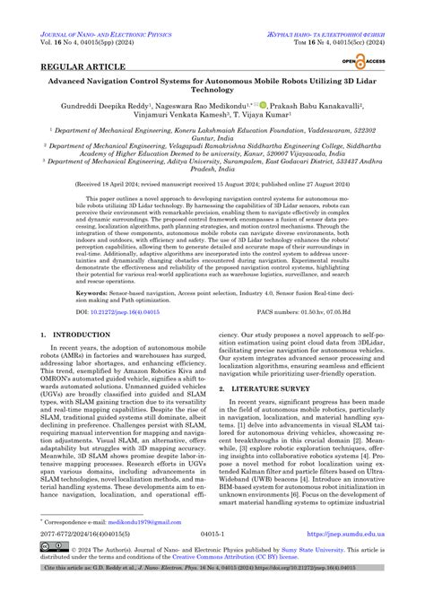 Pdf Advanced Navigation Control Systems For Autonomous Mobile Robots Utilizing 3d Lidar Technology