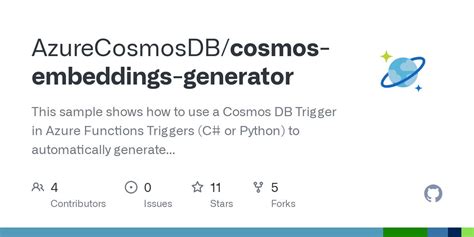 github azurecosmosdb cosmos embeddings generator this sample shows