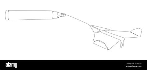 One Continuous Line Of Paper Airplane Drawn By With Felt Tip Pen Thin Line Illustration Vector