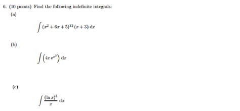 Solved Find The Following Indefinite Integrals Integral Chegg