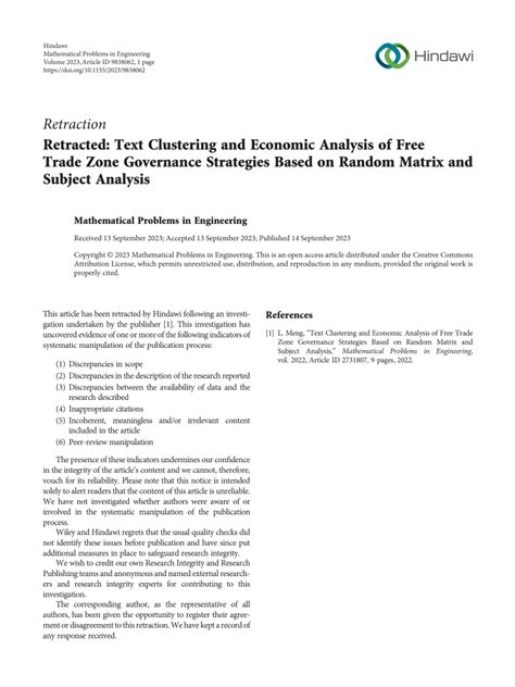 Pdf Retracted Text Clustering And Economic Analysis Of Free Trade