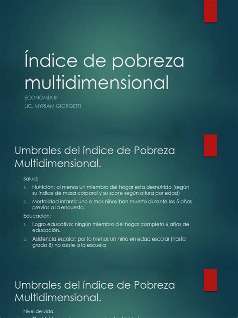 Índice De Pobreza Multidimensional Pdf Pobreza Pobreza E Indigencia