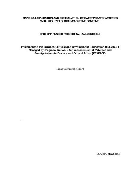Pdf Rapid Multiplication And Dissemination Of · The Projects