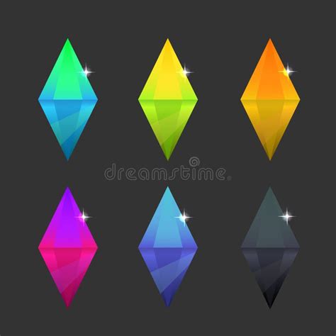 Set Of Cartoon Different Color Crystals Stock Vector Illustration Of