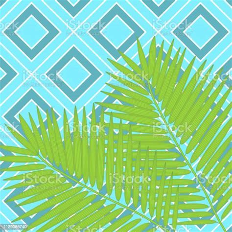 화려한 바나나 잎 기하학적 파란색과 흰색 배경에 그려진 윤곽을 가진 유행 손으로 그린 패턴입니다 열 대 잎 정글 패턴입니다 꽃 식물학 세트를 스케치 합니다 귀여운 벡터